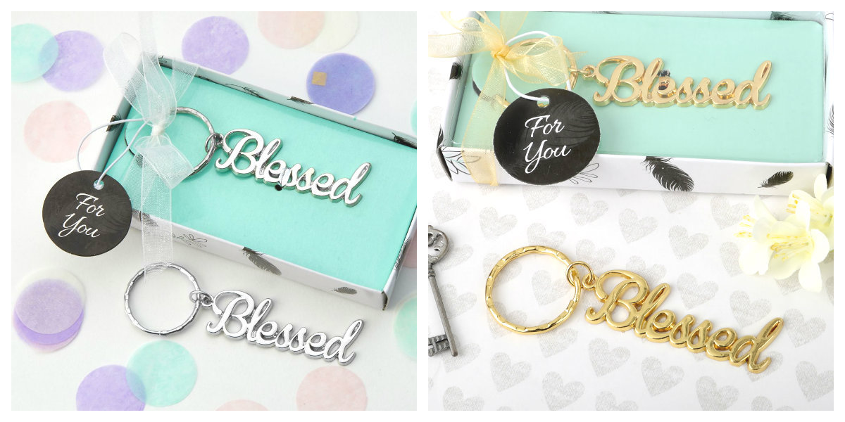 Gold or Silver Blessed Keychain Bridal Shower Wedding Favors | Etsy
