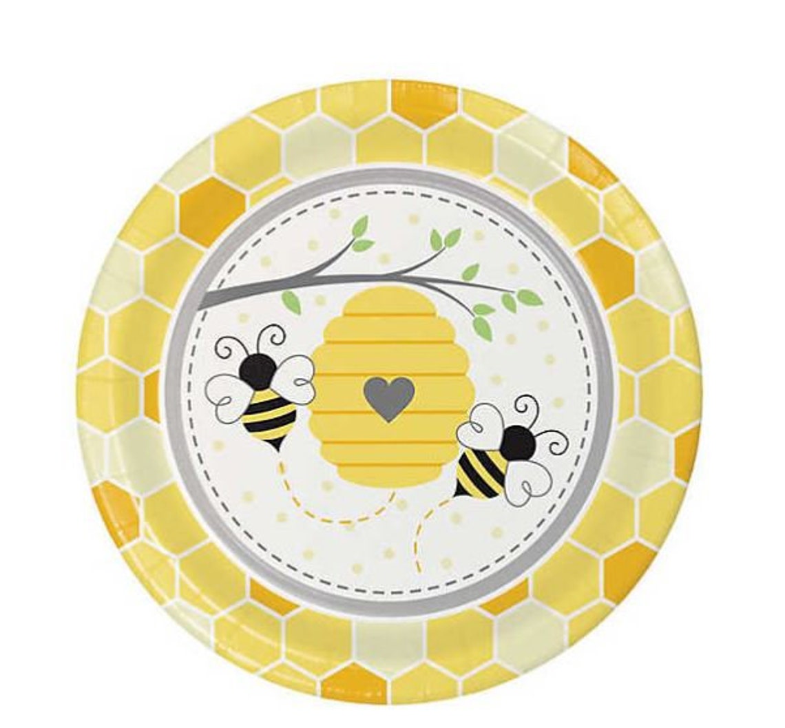 Set of 24 Bumblebee Round Dessert or Dinner Paper Plates Baby - Etsy