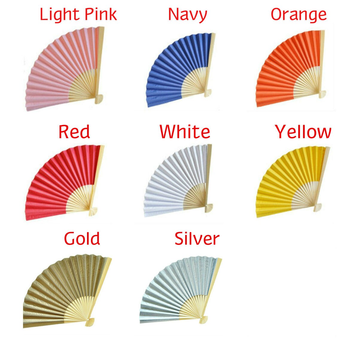 12 Colored Paper Fans Outdoor Summer Bridal Shower Wedding Favors ...
