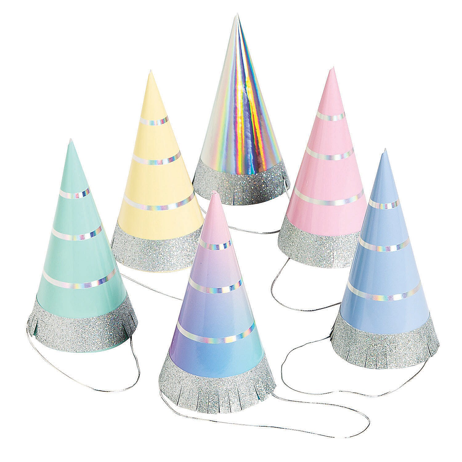 Set of 6 Hooray Birthday Cone Shaped Party Hats Birthday Party Supplies ...