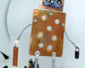 Recycled Robot Sculpture: Industrial Computer Part Art, Desk Decor - Etsy