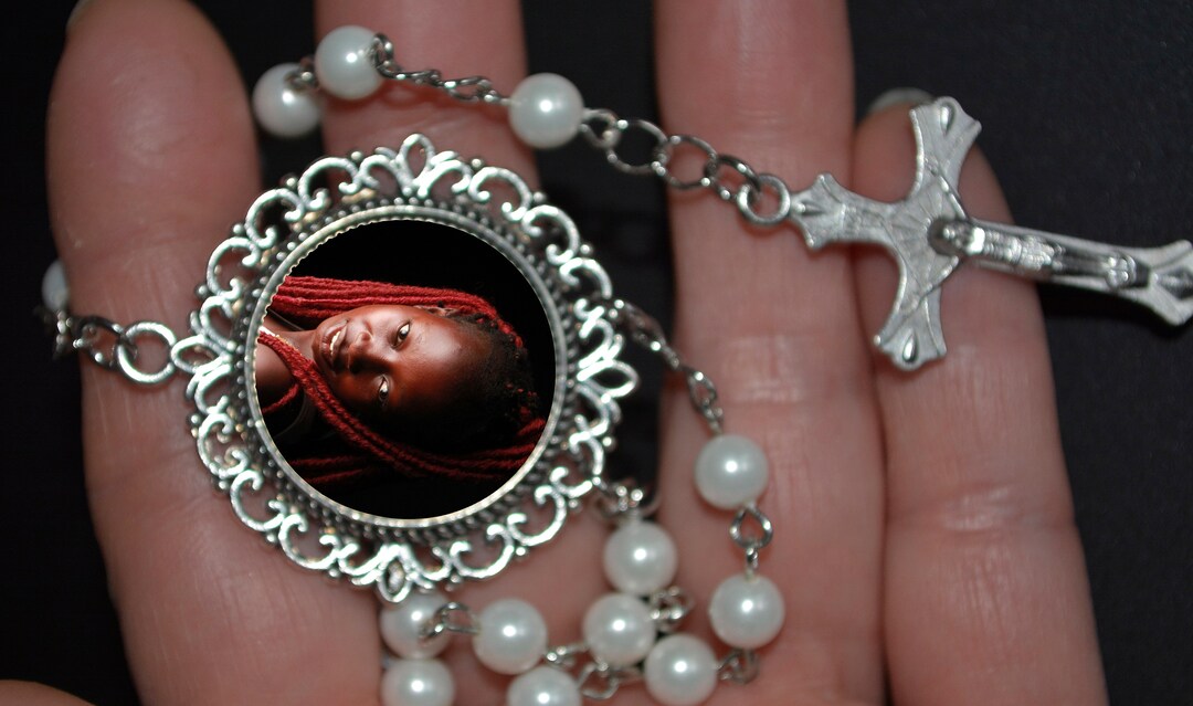 Personalized Photo Pearl Rosary Beaded Gift Wedding Communion ...