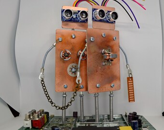 Recycled Robot Sculpture: Industrial Computer Part Art, Desk Decor - Etsy
