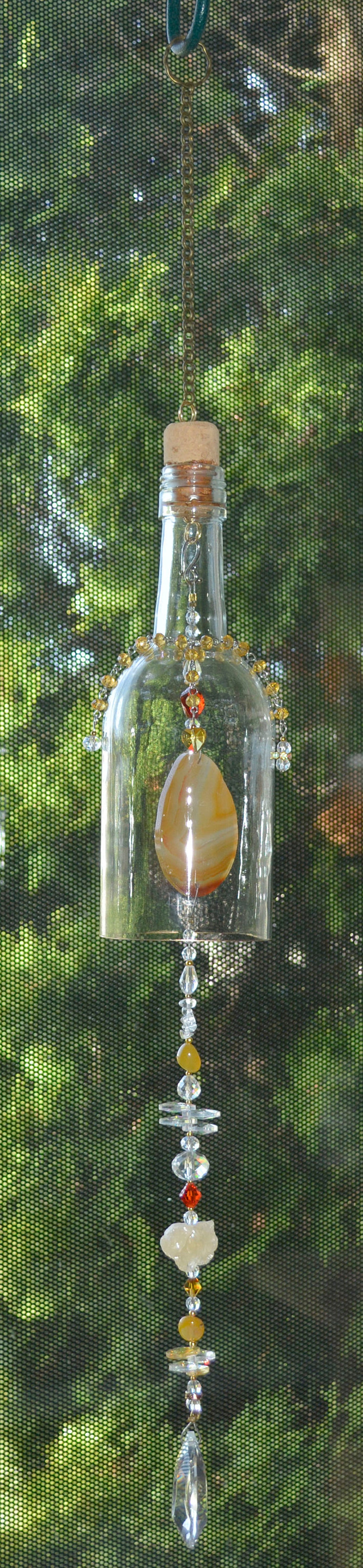 Wine Bottle Agate Suncatcher Chime Mobile Chime Glass Crystal Art ...