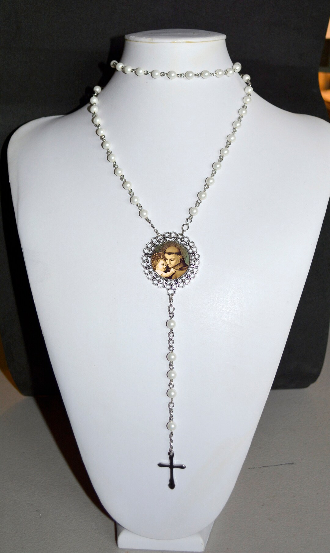 Personalized Photo Pearl Rosary Beaded Gifts Wedding Communion Memorial ...