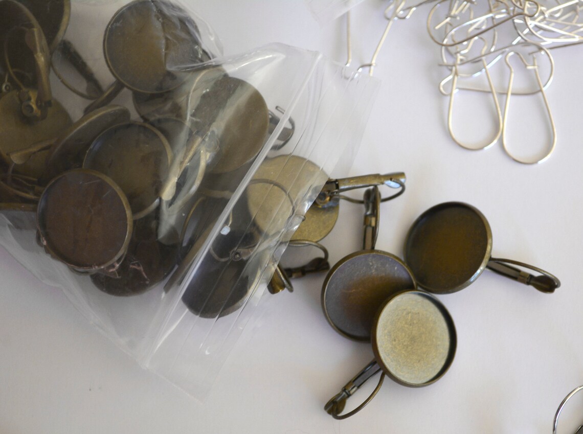 Earring Lot Bezels Lever Backs Posts With Backs Hundreds - Etsy
