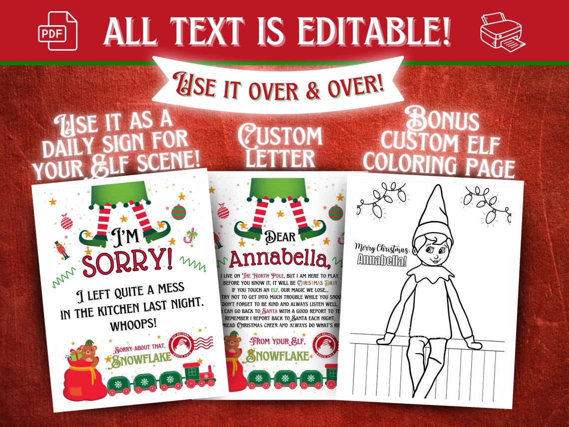 Editable Elf Arrival & Goodbye Letter Template: Printable Christmas Elf ...