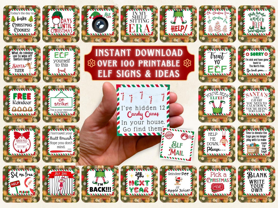 Printable Elf Signs: 100+ Mini Christmas Props (PDF Download) - Etsy