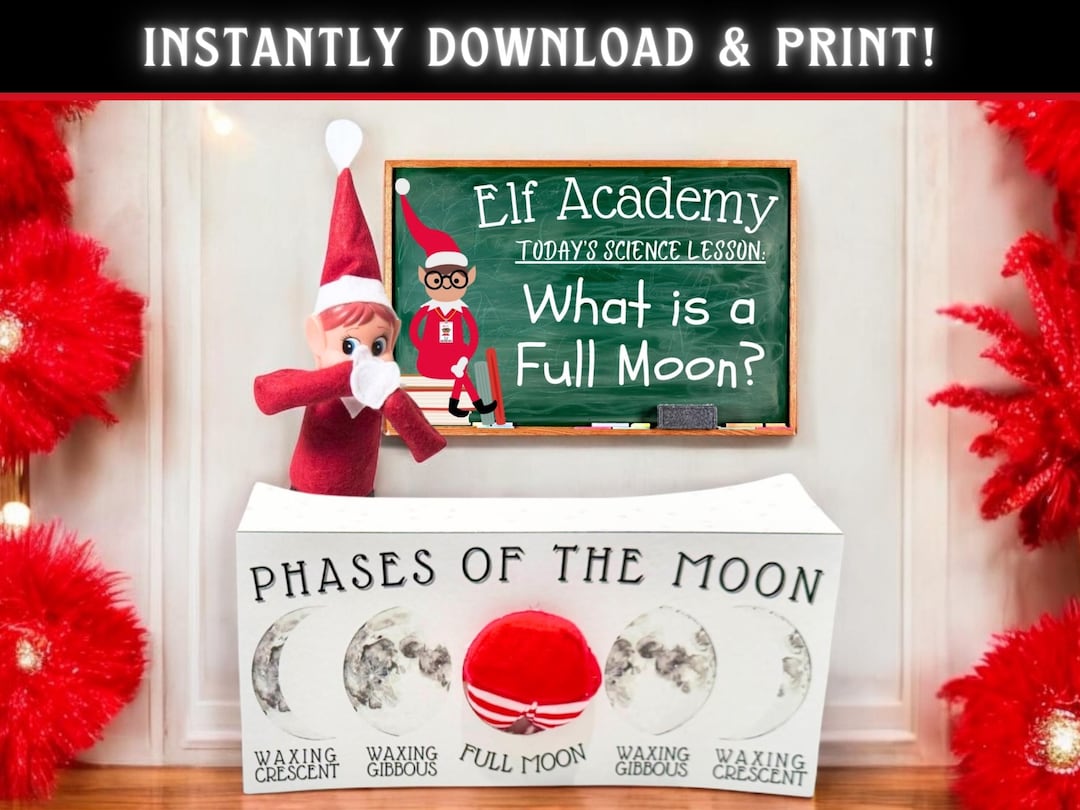Funny Elf Full Moon Scene Props: Printable Classroom Activity (PDF ...