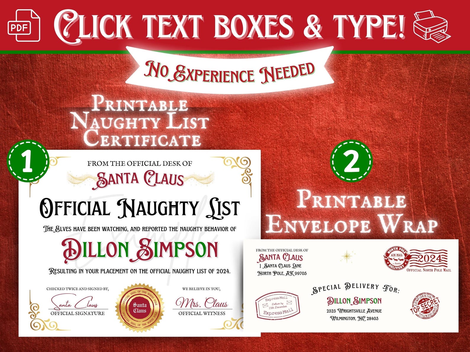 EDITABLE Santas NAUGHTY List Official Certificate | Personalized Custom ...