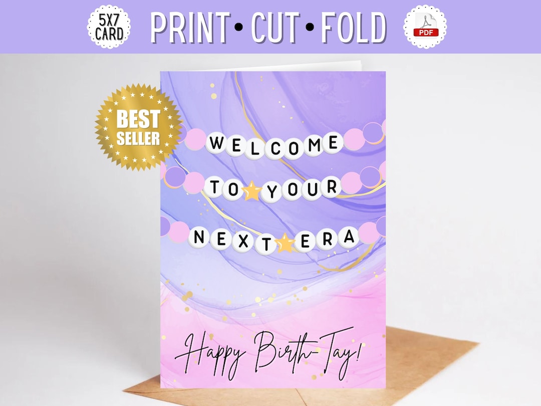 PRINTABLE Happy Birth-tay Welcome to Your Next Era 5x7 Greeting Card ...