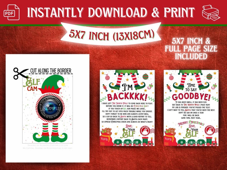 Elf Arrival Letter Bundle: Welcome & Goodbye, Elf Cam (printable PDF ...