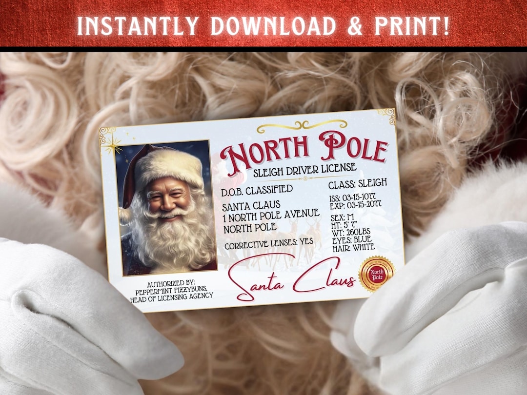 PRINTABLE Santa’s Lost Sleigh Driver License | Cute Magic of Christmas ...