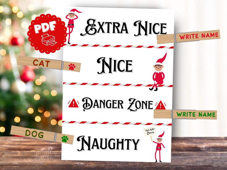 Printable Christmas Elf Behavior Chart: Santa's Elves Tracker (PDF) - Etsy