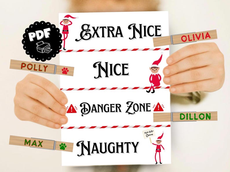 Printable Christmas Elf Behavior Chart: Santa's Elves Tracker (PDF) - Etsy
