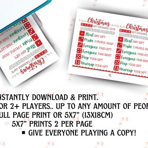 PRINTABLE Christmas Lights Dice Gift Swap or Exchange Pass Game | Small ...