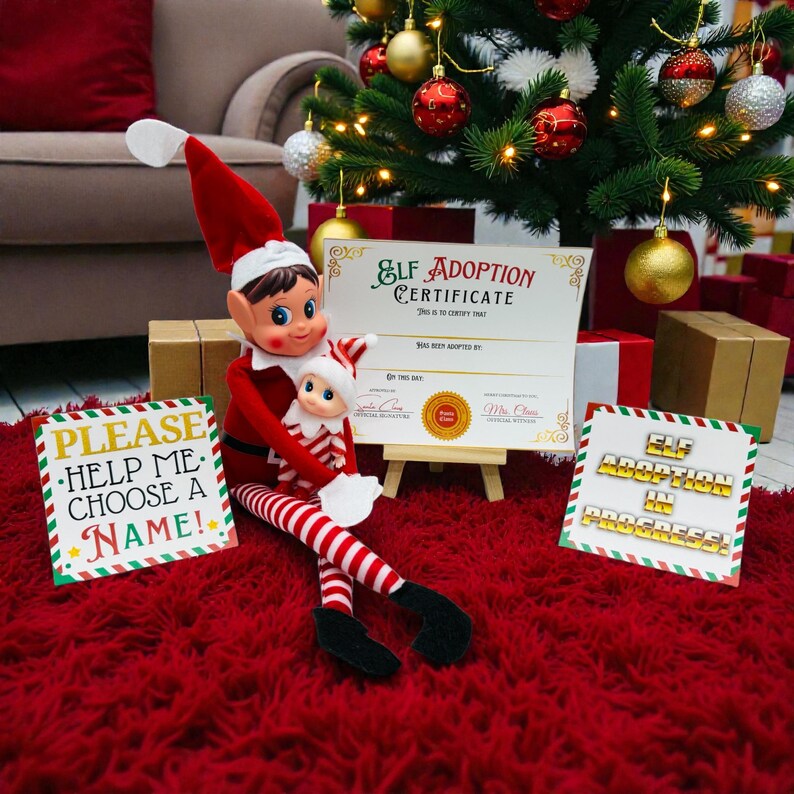 PRINTABLE Elf Adoption Certificate Props and Mini Signs | Christmas ...