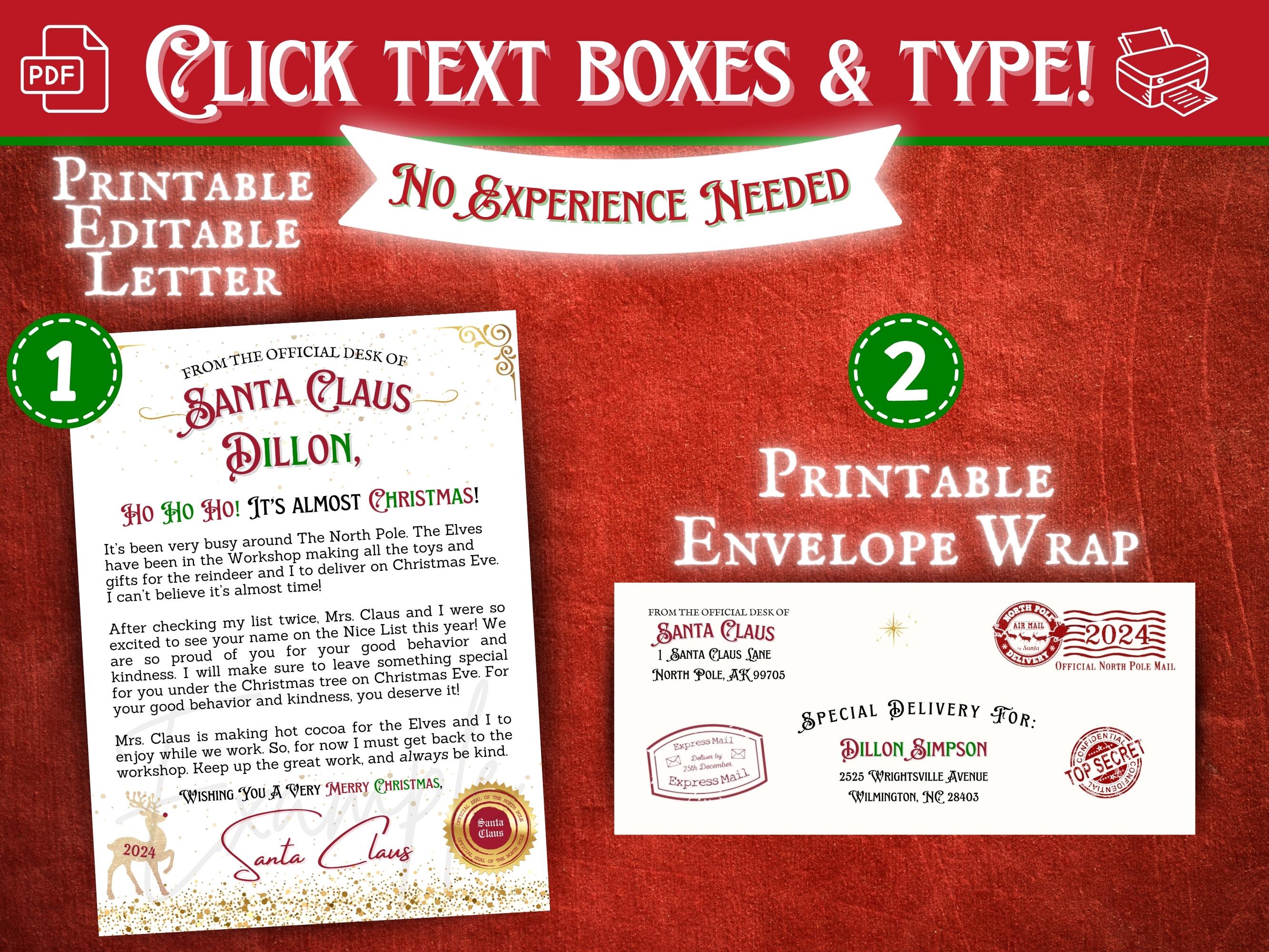 Editable Santa Letter Template: Personalized Christmas Letterhead ...