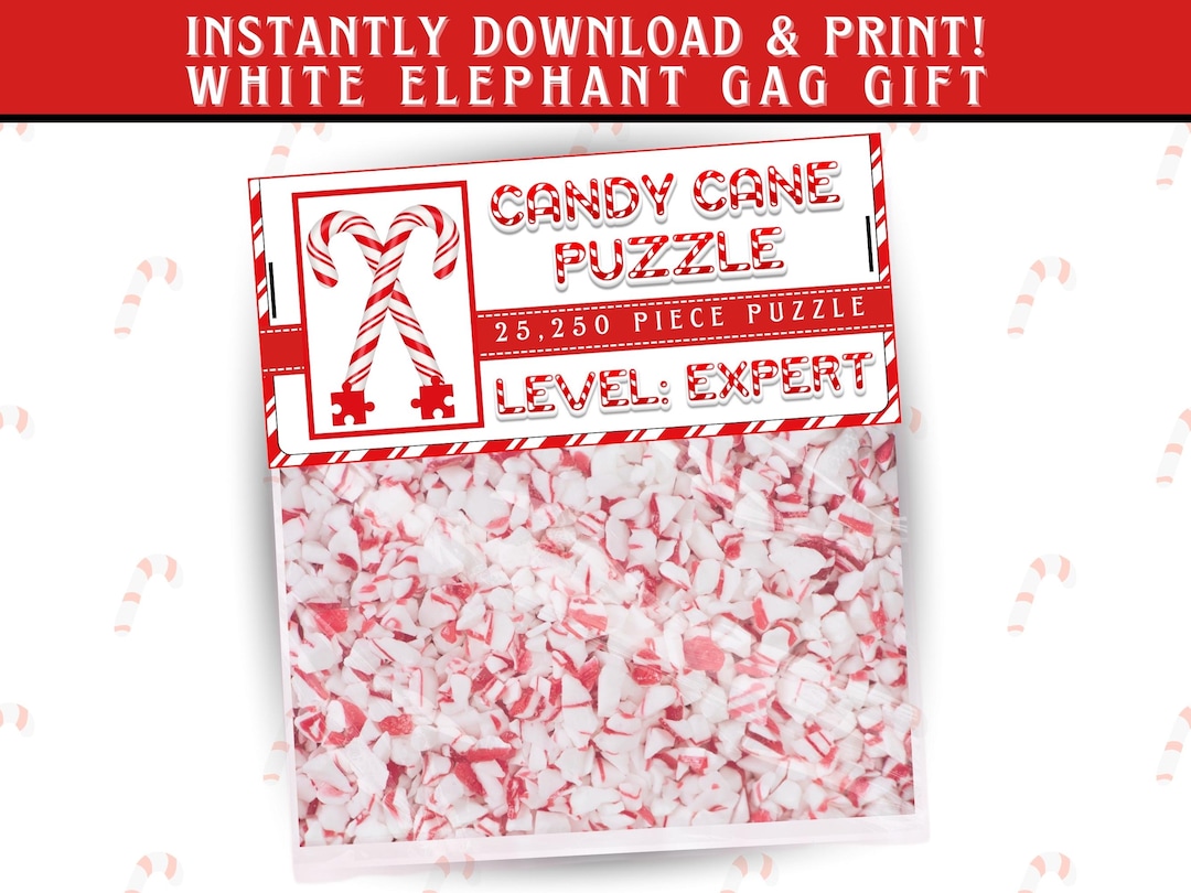 Candy Cane Puzzle Bag Topper: Funny Christmas Gag Gift (PDF) - Etsy
