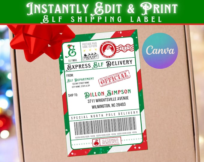 Personalised Santa Mail Label, Father Christmas Postage Sticker, Santa ...