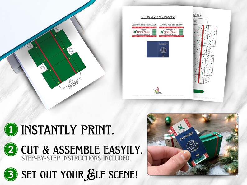 Elf Travel Scene Prop: Mini Suitcase, Passport, Boarding Pass (PDF) - Etsy