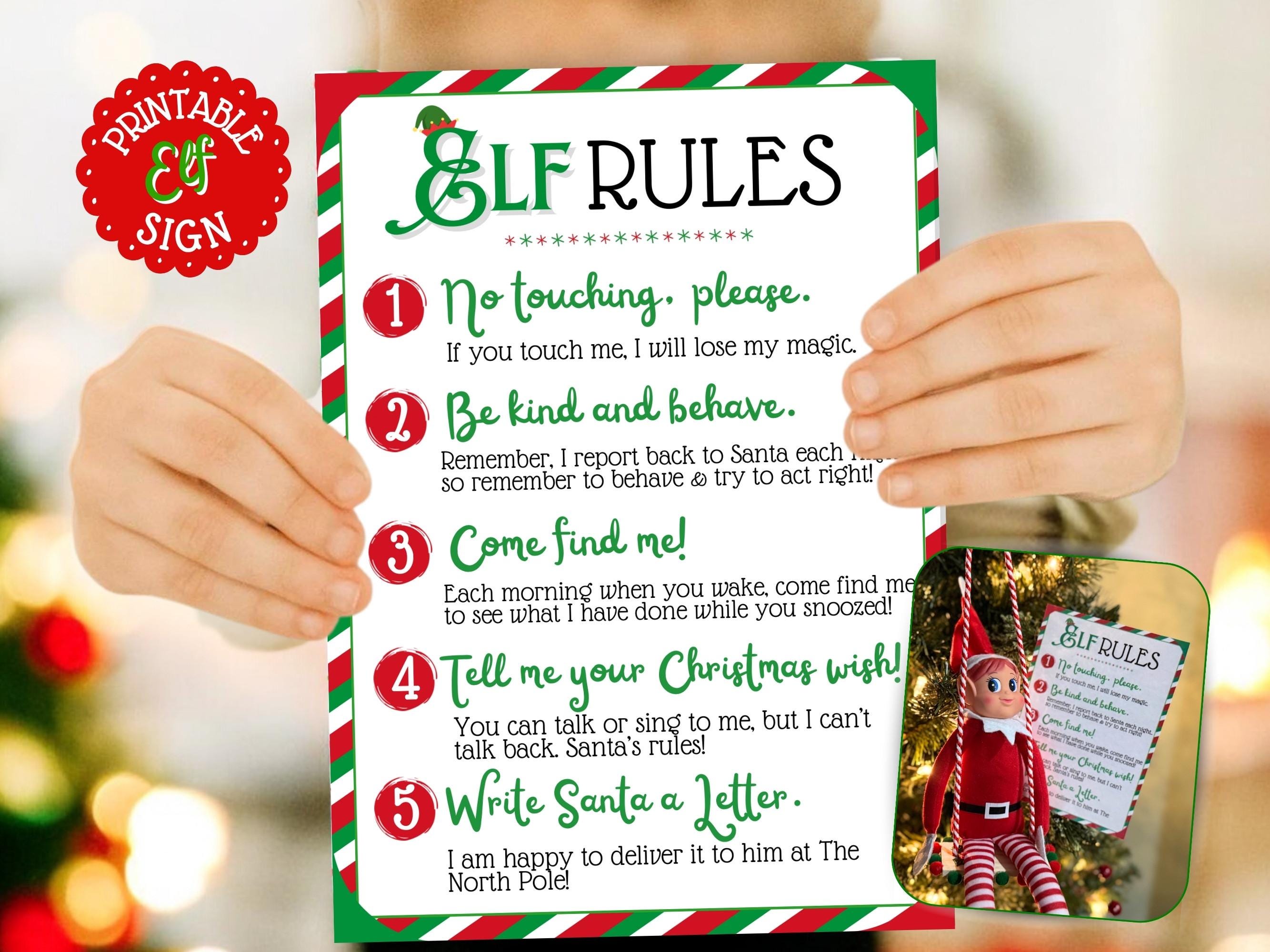Christmas Elf Rules Sign: Printable Letter Prop (PDF Download) - Etsy