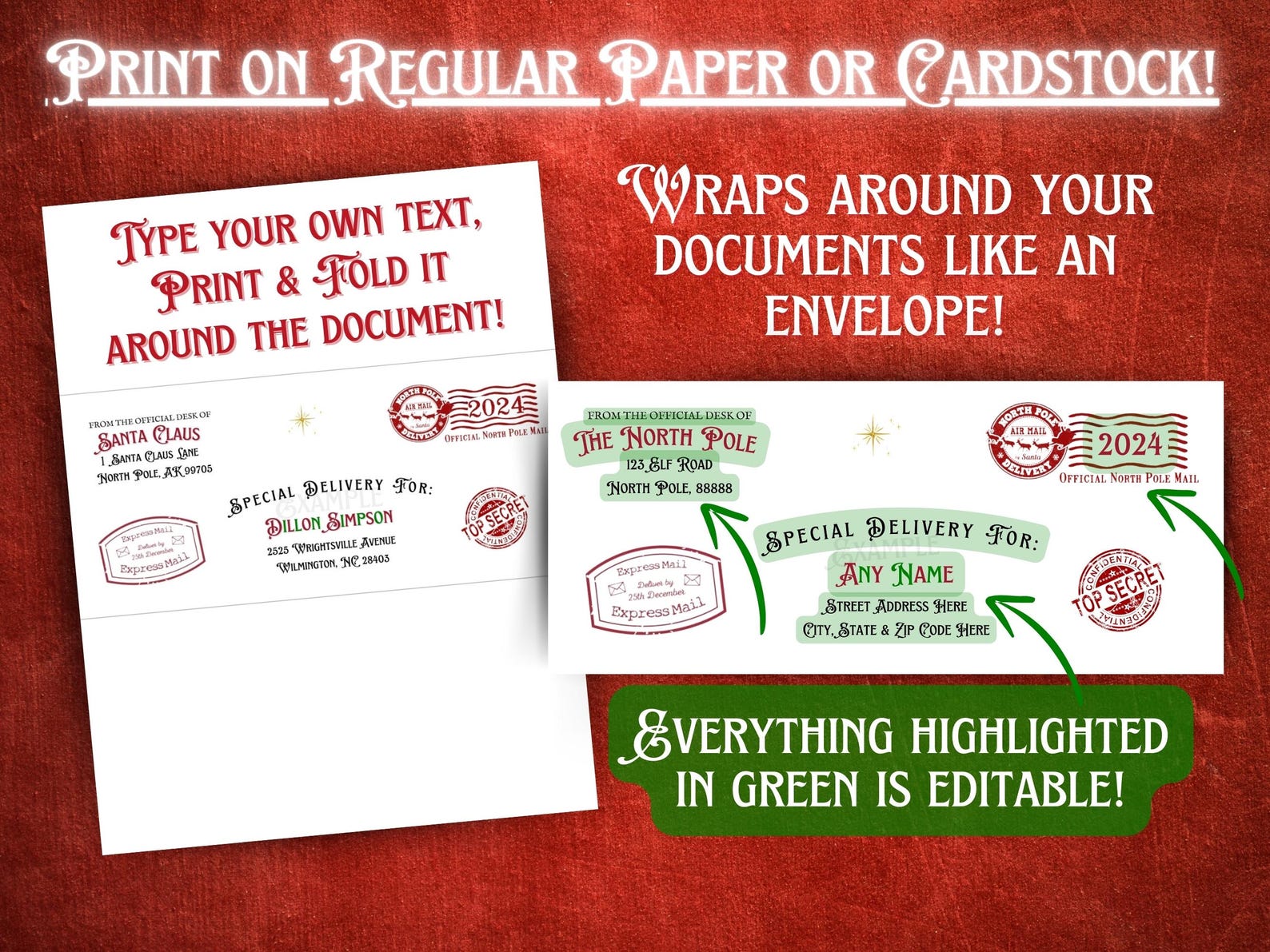 Editable North Pole Letter Template: Personalized Mrs. Claus Mail ...