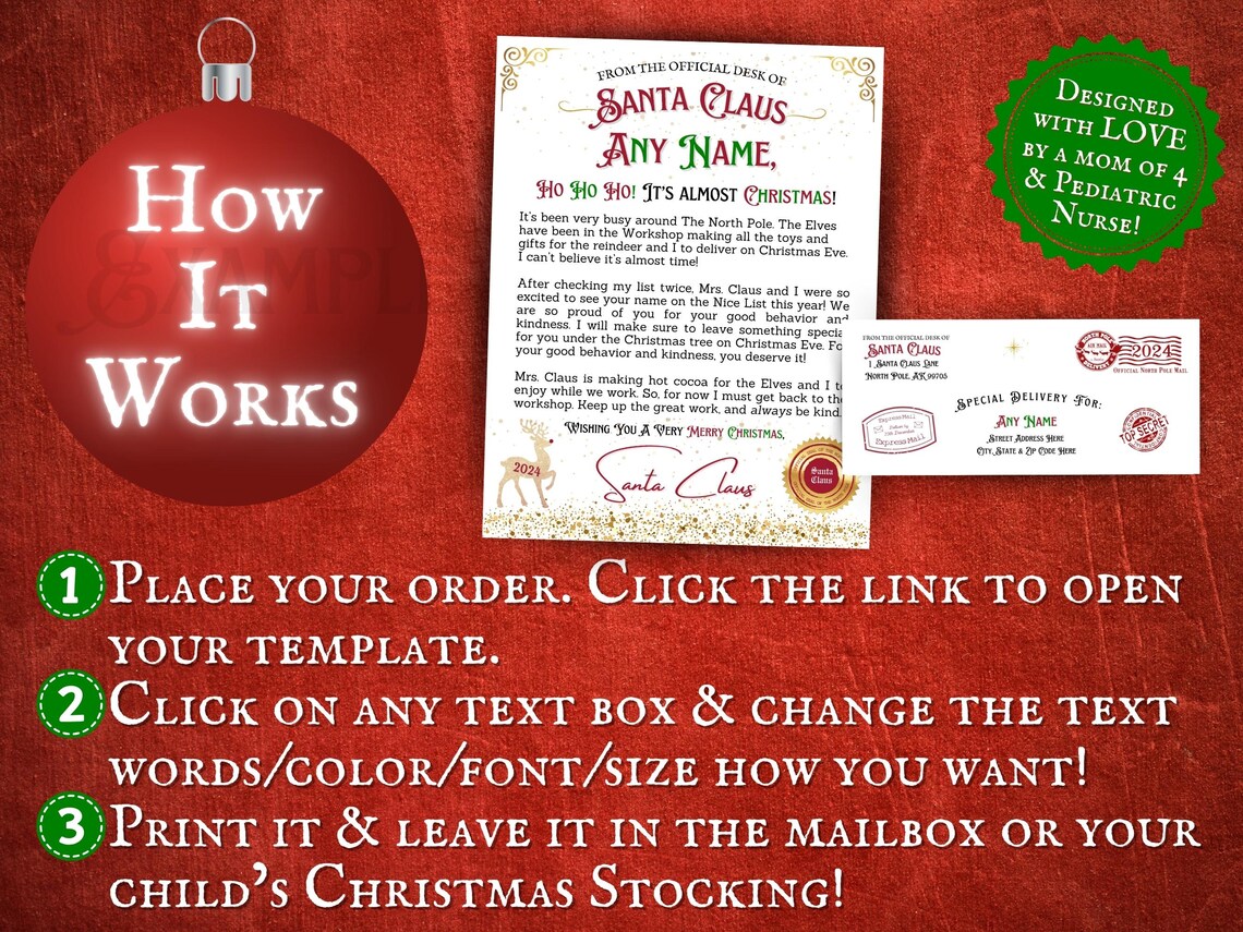 Editable Santa Letter Template: Personalized Christmas Letterhead ...
