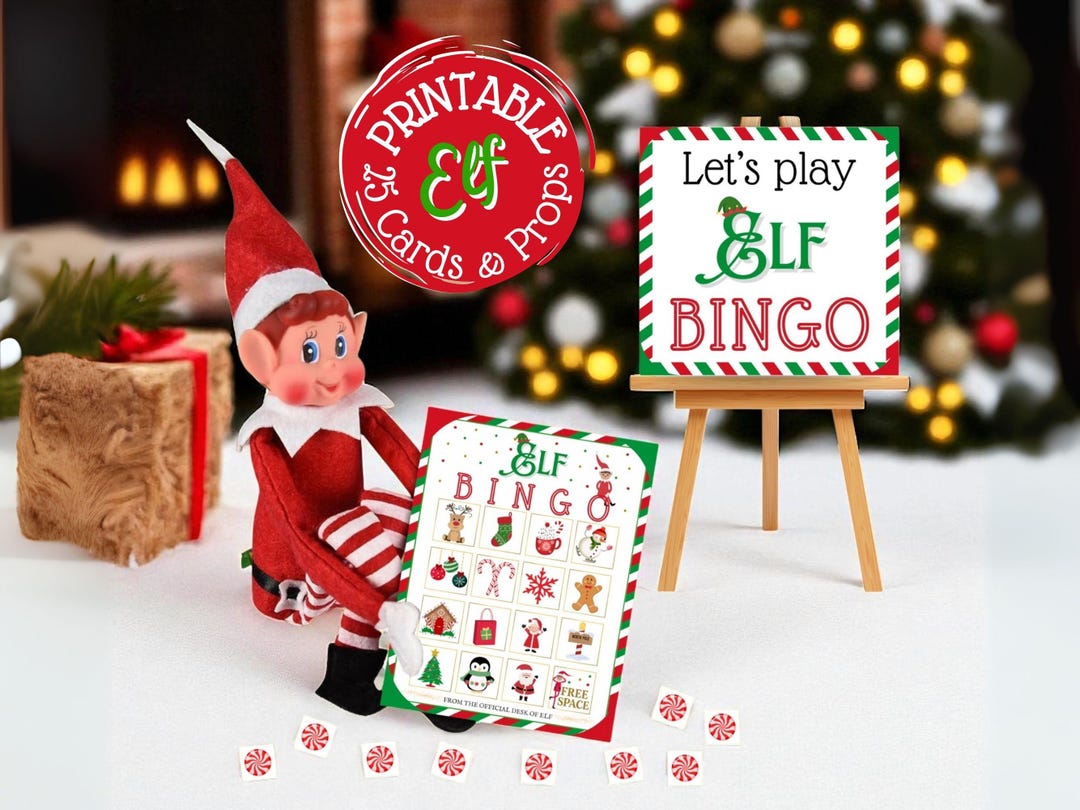 Elf Bingo Printable Christmas Game | Elf Scene Setup + Full Size Party ...
