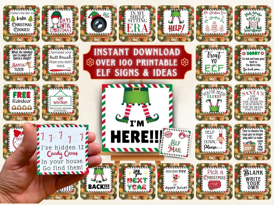 PRINTABLE Over 100 Mini Elf Signs & Envelopes | Easy Christmas Ideas ...