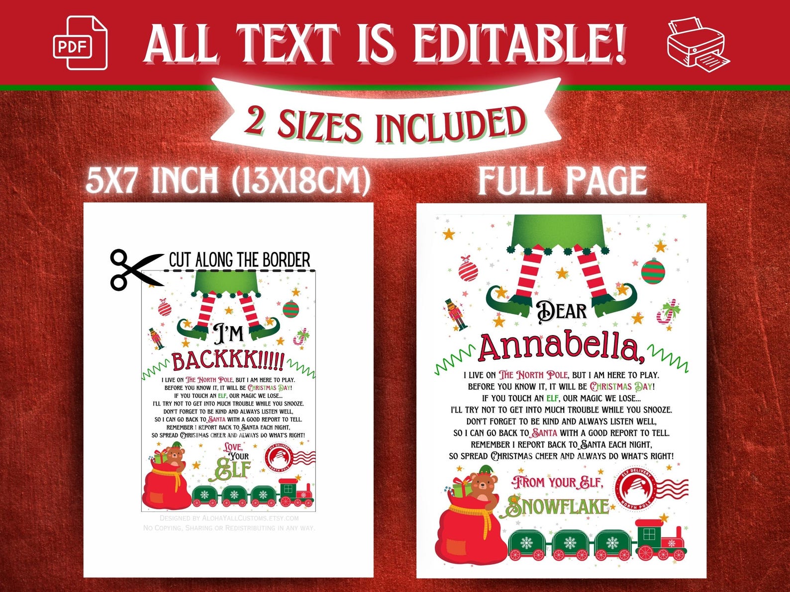 Editable Elf Arrival & Goodbye Letter Template: Printable Christmas Elf ...