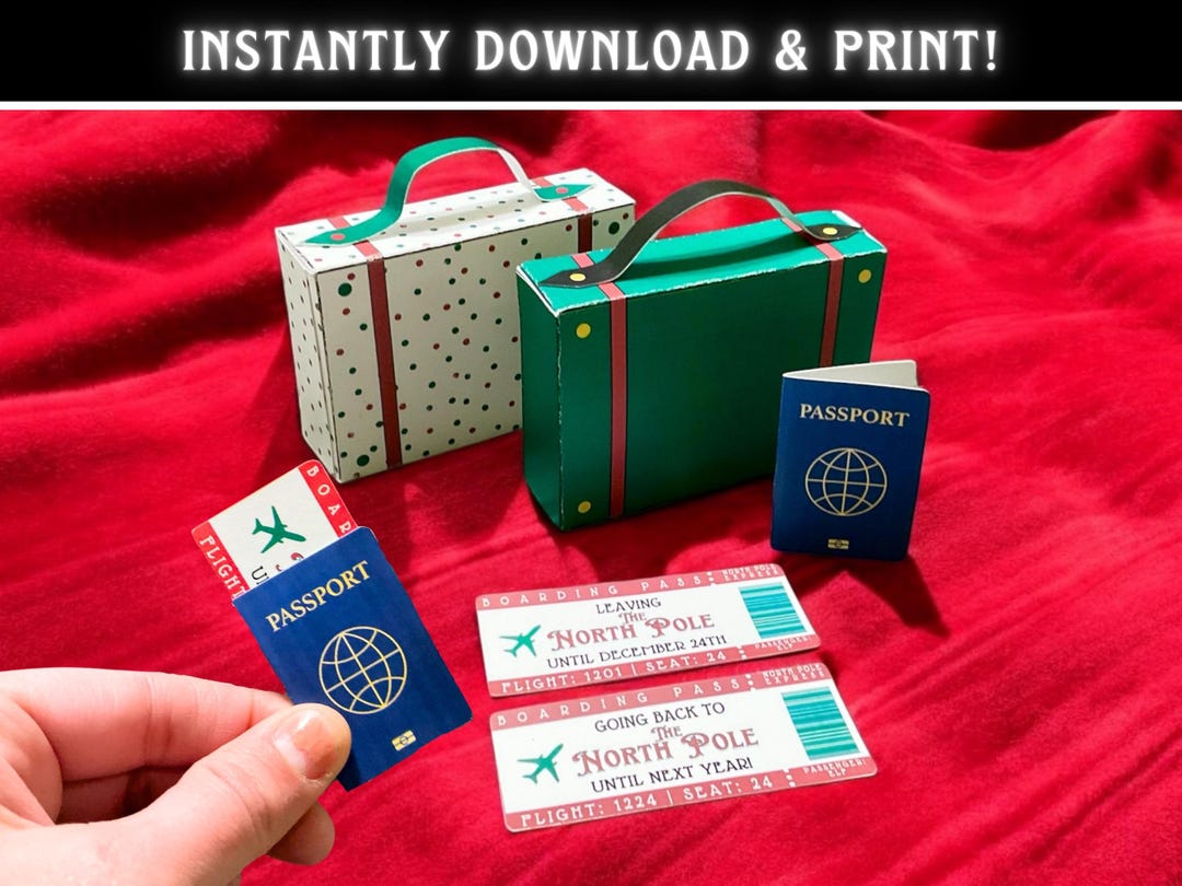 Elf Travel Scene Prop: Mini Suitcase, Passport, Boarding Pass (PDF) - Etsy