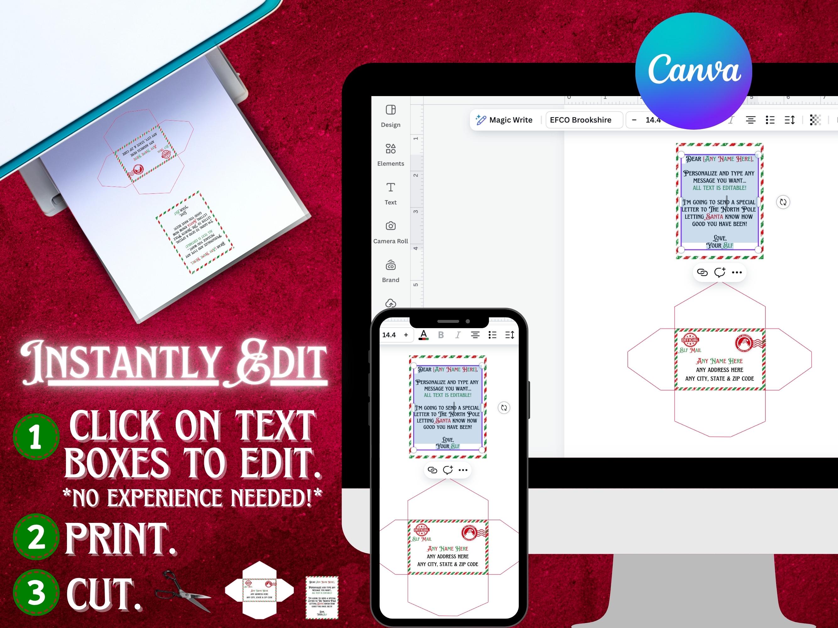 Editable Mini Elf Letter & Envelope Template (CANVA) - Etsy