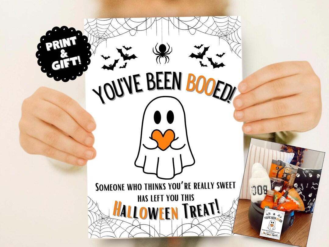 You've Been Booed Card: Halloween Ghost, Spider, Bats (instant PDF) - Etsy