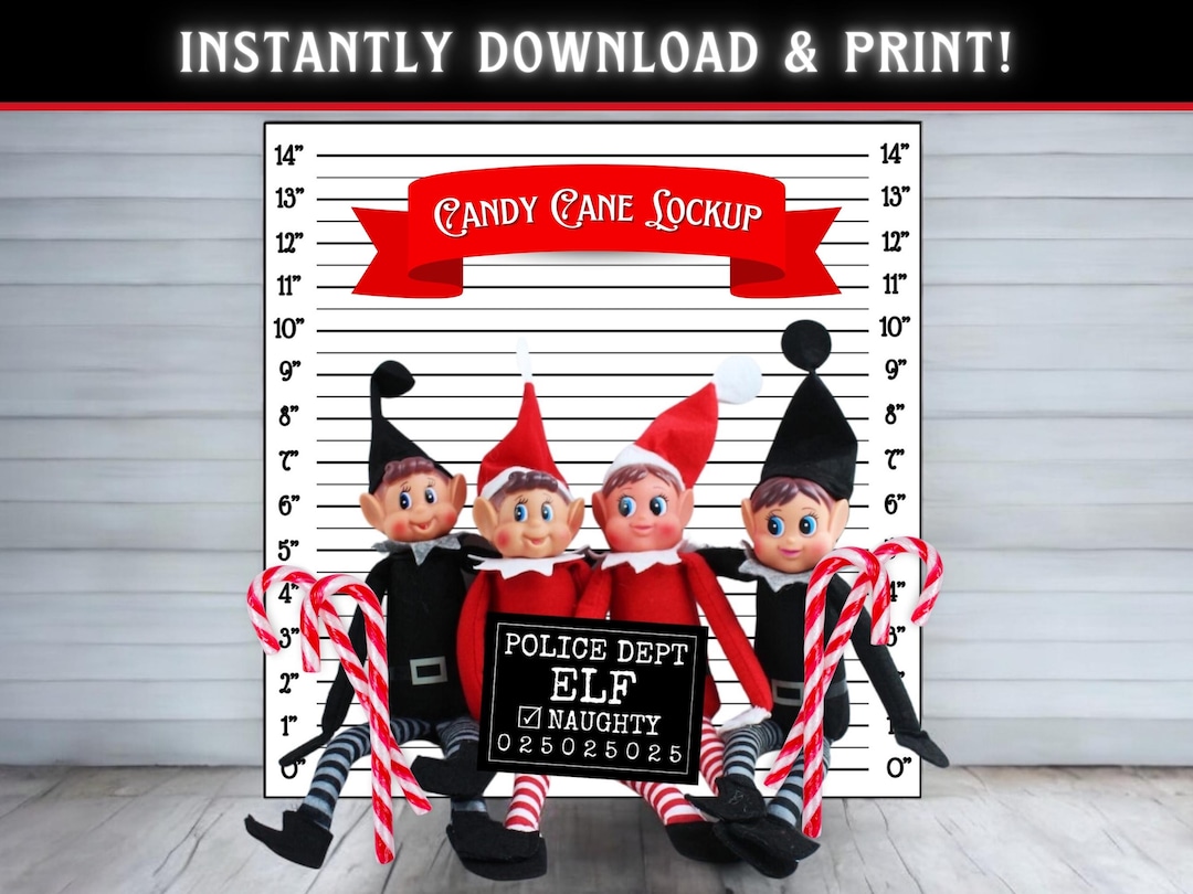 PRINTABLE Naughty Elf Candy Cane Lockup Scene Props | Funny Ideas for ...