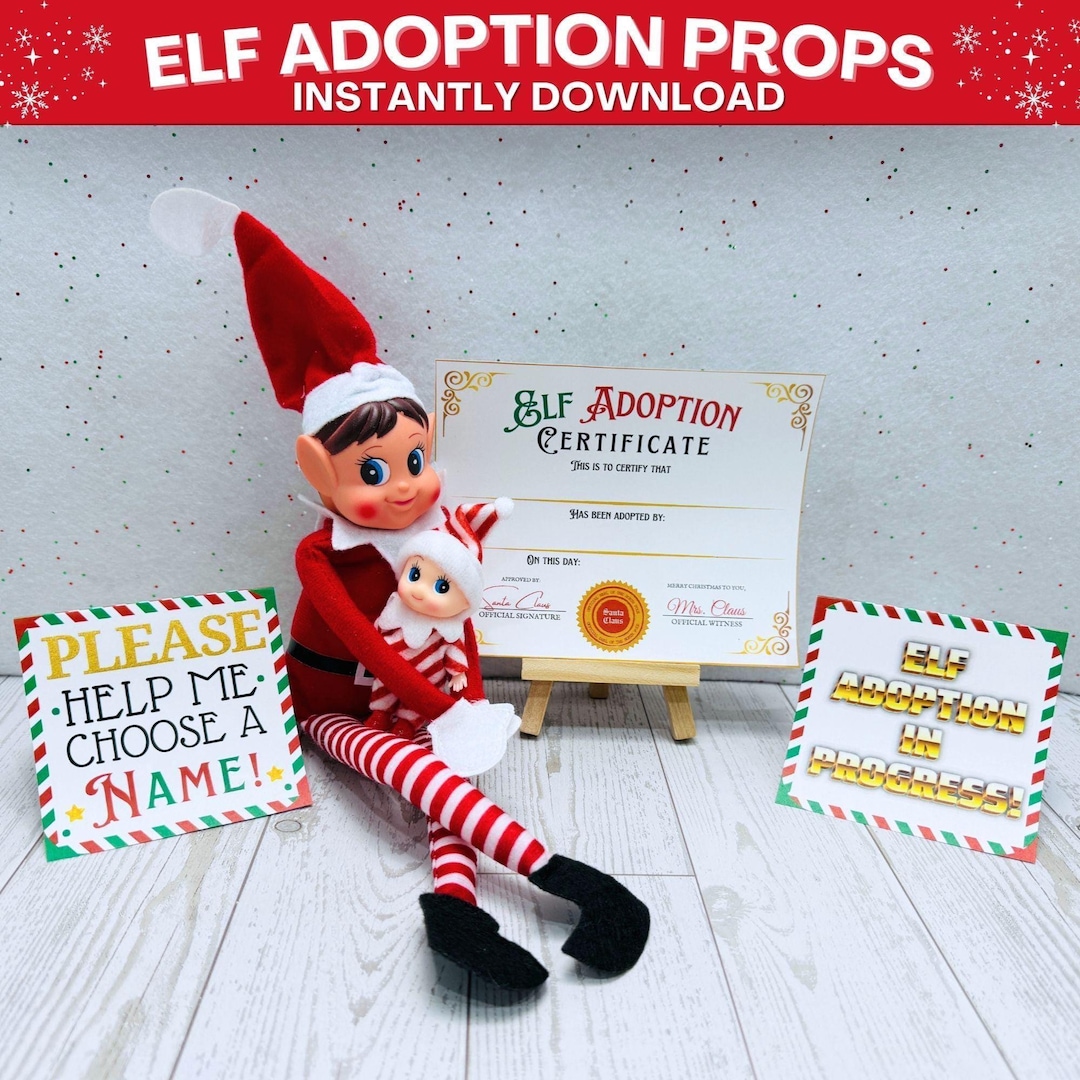 PRINTABLE Elf Adoption Certificate Props and Mini Signs | Christmas ...