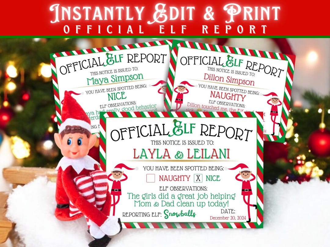 Official Elf Report | Editable Naughty or Nice Certificate | Printable ...