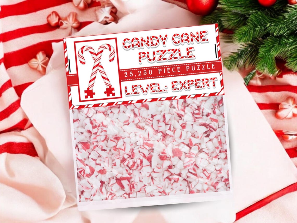 Candy Cane Puzzle Bag Topper: Funny Christmas Gag Gift (PDF) - Etsy