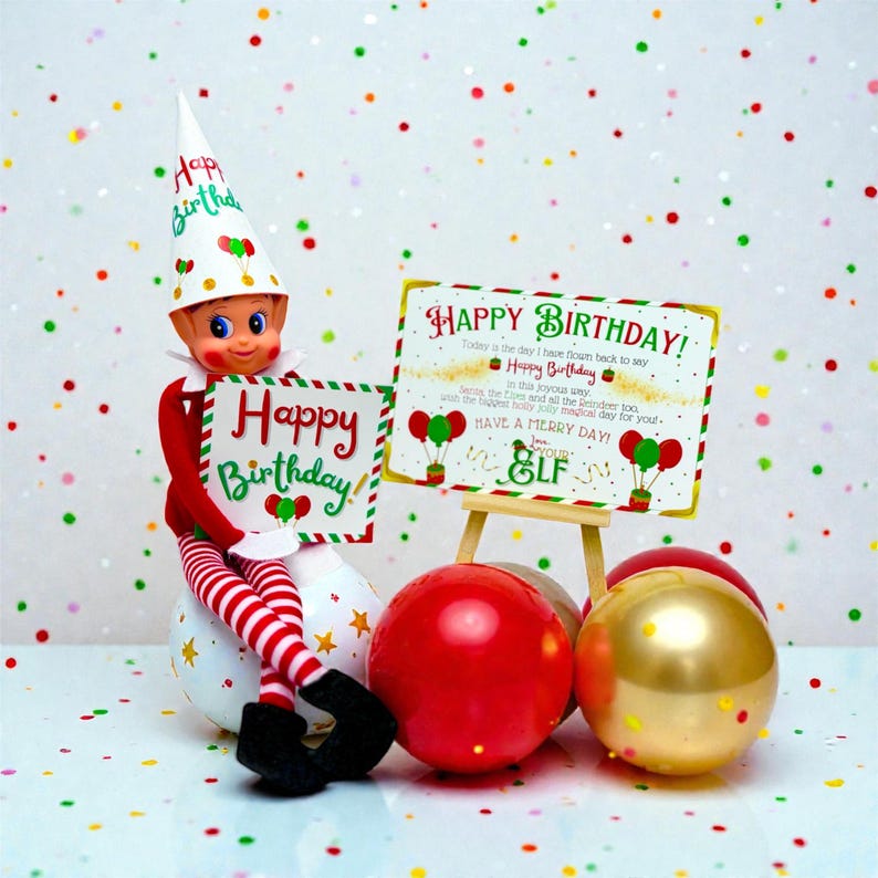 Elf Birthday Printable Kit | Elves Party Decorations | Birthday Card ...