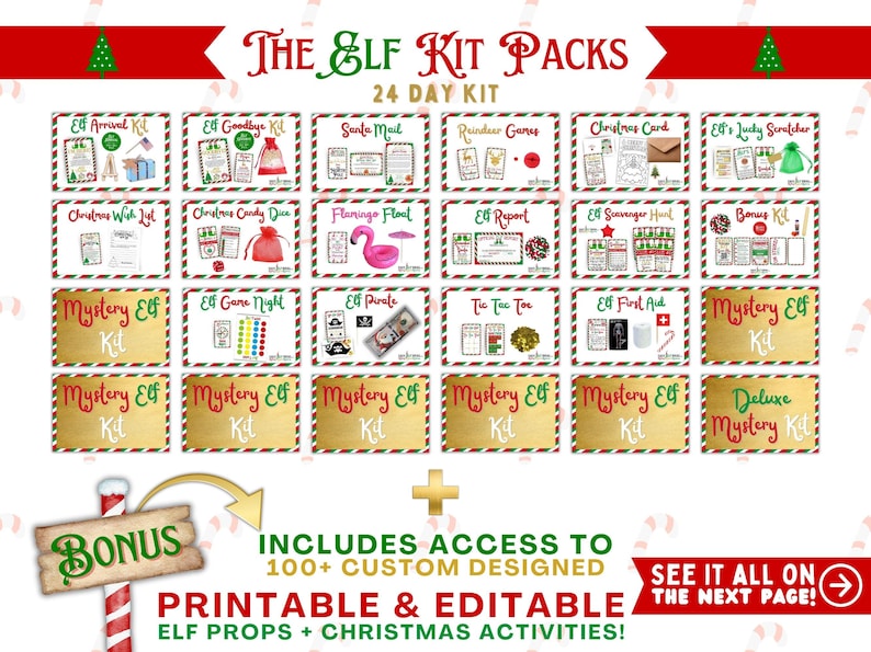 DELUXE 12 or 24 Day Elf Kit | Preplanned Elf Advent Box | Daily Props ...