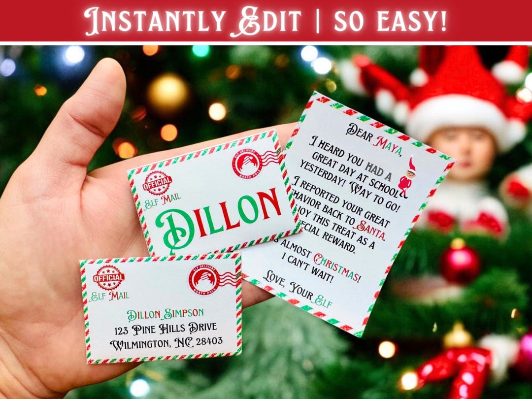 Editable Mini Elf Letter & Envelope Template (CANVA) - Etsy
