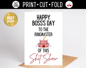 Funny Boss's Day Card Printable Pdf / Instant Download / Thank You Card ...
