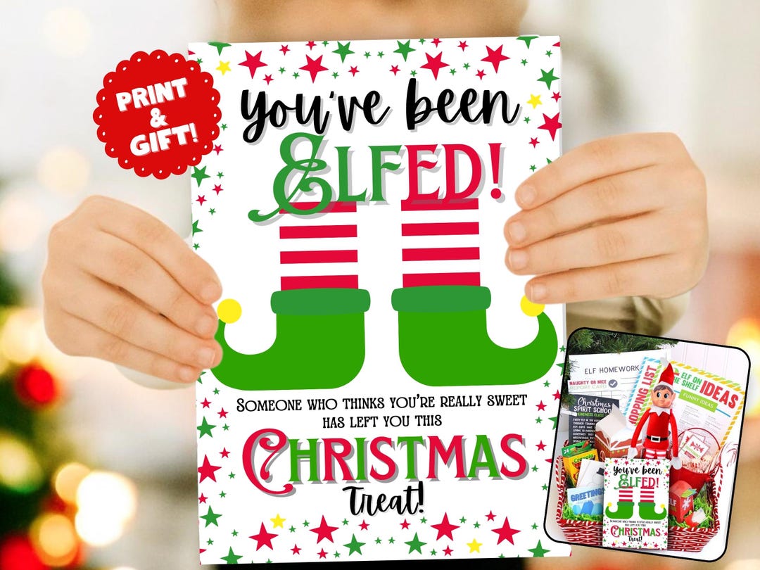 PRINTABLE You’ve Been ELFED Card | 5x7 Santa’s Christmas Elf Cute Gift ...