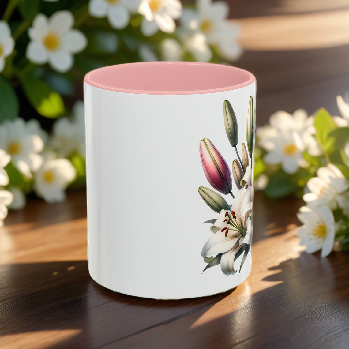 Pink Lily Mug - Floral Designs, Beautiful Flower Mug, Hot Tea/coffee ...