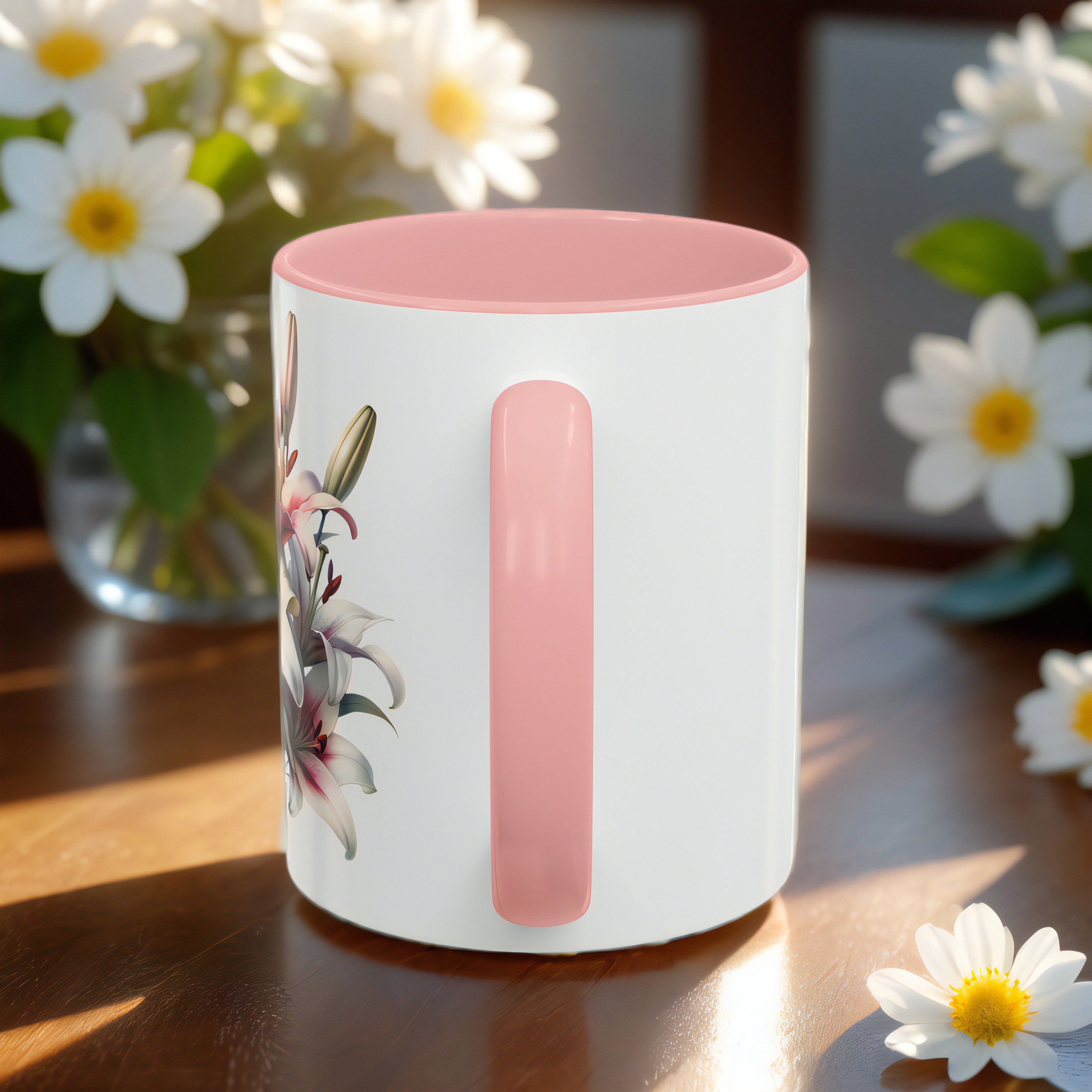 Pink Lily Mug - Floral Designs, Beautiful Flower Mug, Hot Tea/coffee ...
