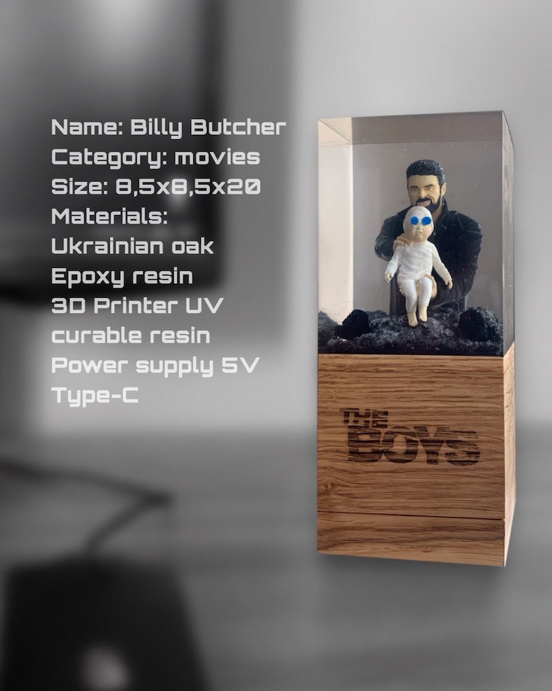 Billy Butcher 3D Night Light: the Boys Resin LED Lamp - Etsy