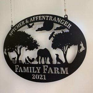 Custom Metal Farm Sign With Established Date, Cat, Chicken, Horse, Dog ...