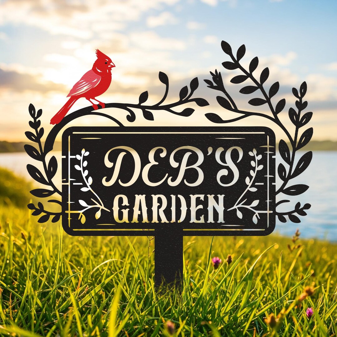 Customized Garden Stake Cardinal Sign, Cardinal Bird Garden Sign, Metal ...