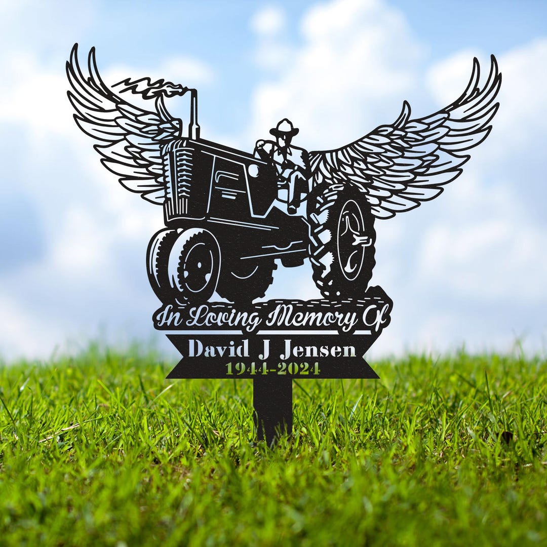 Custom Farmer Memorial Metal Sign, Farming Fields Memorial Metal Stake ...