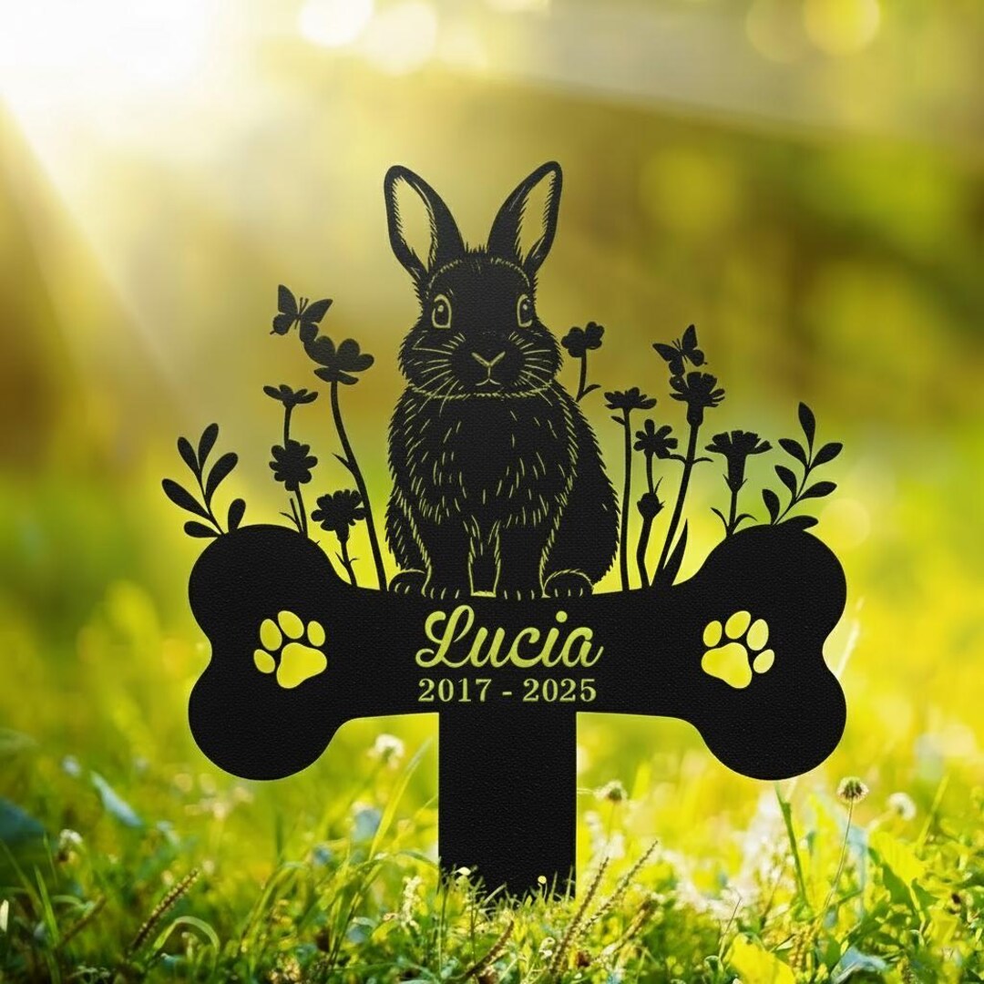 Personalized Bunny Memorial Stake, Rabbit Grave Marker, in Loving ...